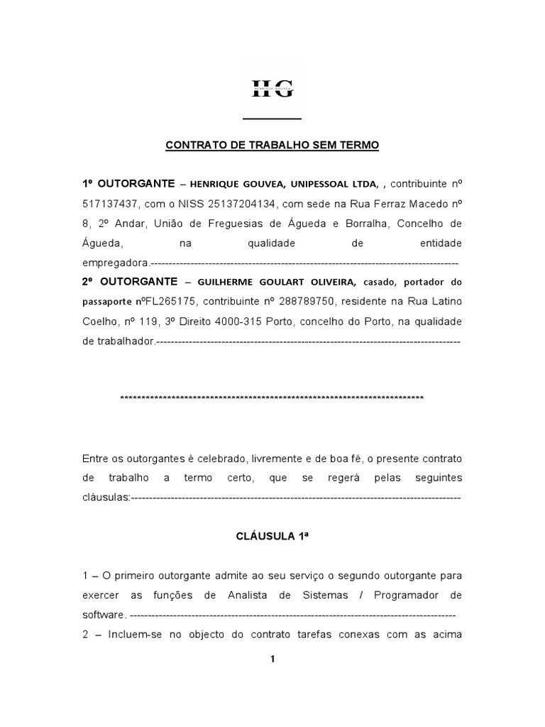 Modelo Contrato Trabalho | PDF