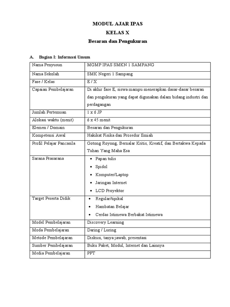 Modul Ajar Pengukuran | PDF Modul Ajar Pengukuran | PDF