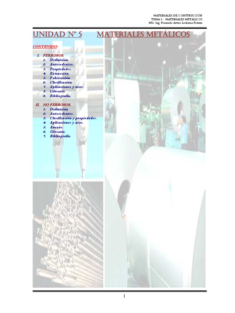 Unidad 5 - Materiales Metalicos | PDF | Acero | Hierro