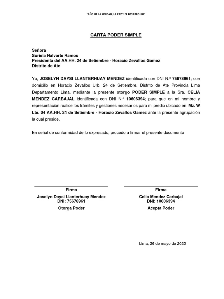 Carta Poder Simple | PDF