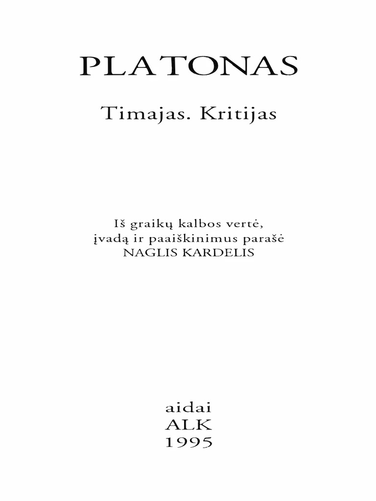 Timajas. Kritijas - Platonas | PDF
