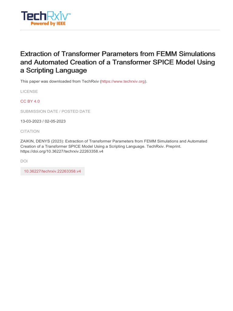 Femm To Spice2 | PDF | Spice | Inductance