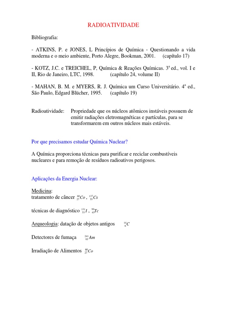Radioatividade | PDF | Radioatividade | Nêutron