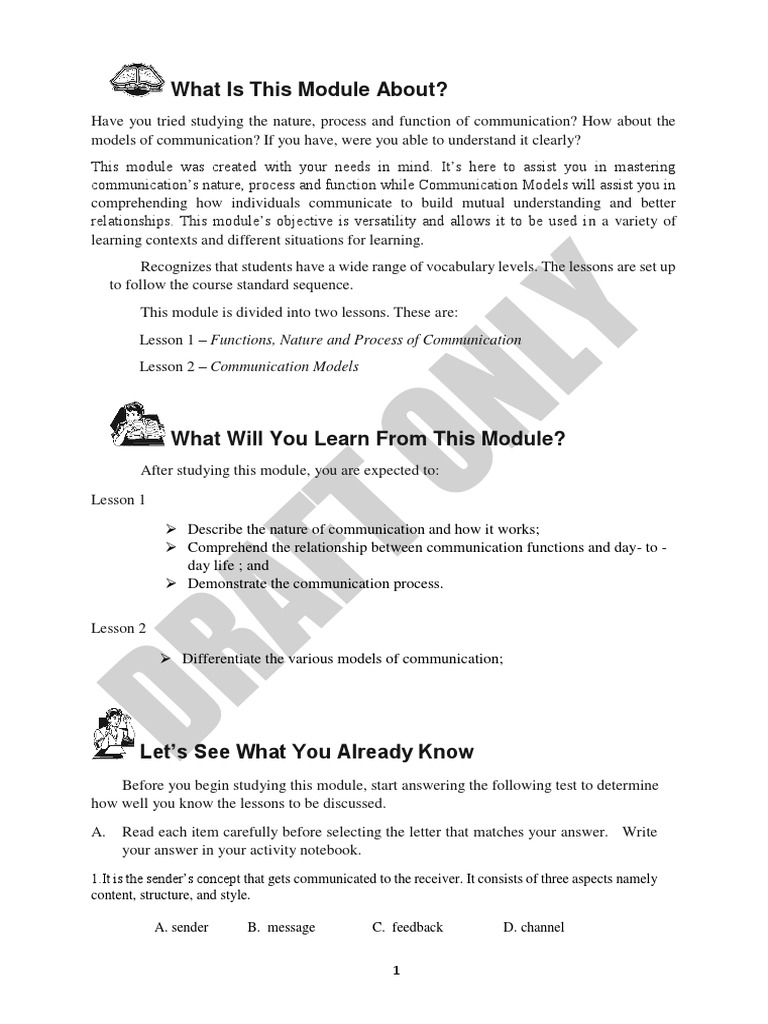 1 LS1 LC1 Nature of Communication | PDF | Communication | Behavioural Sciences