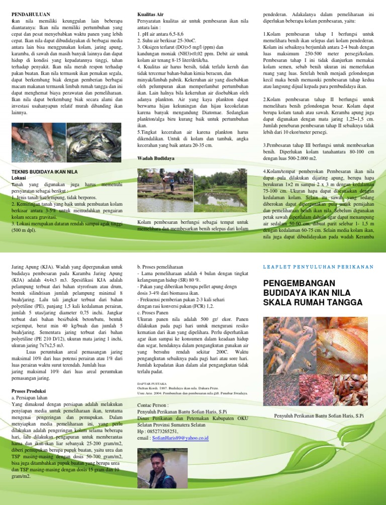 Budidaya Ikan Nila Sofian Haris, S.Pi | PDF | Griya & Taman