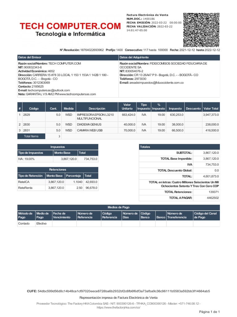 Factura Electronica Tech Enterprise | PDF