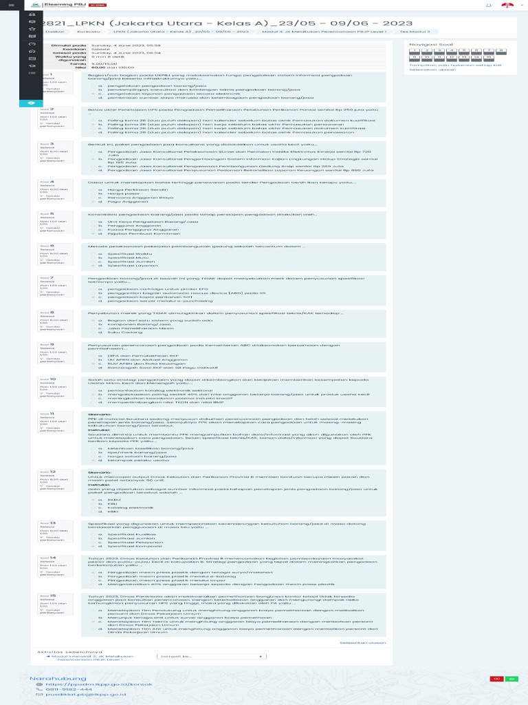 Screencapture Elearning LKPP Go Id Mod Quiz Review PHP 2023 06-04-06!04!28 | PDF