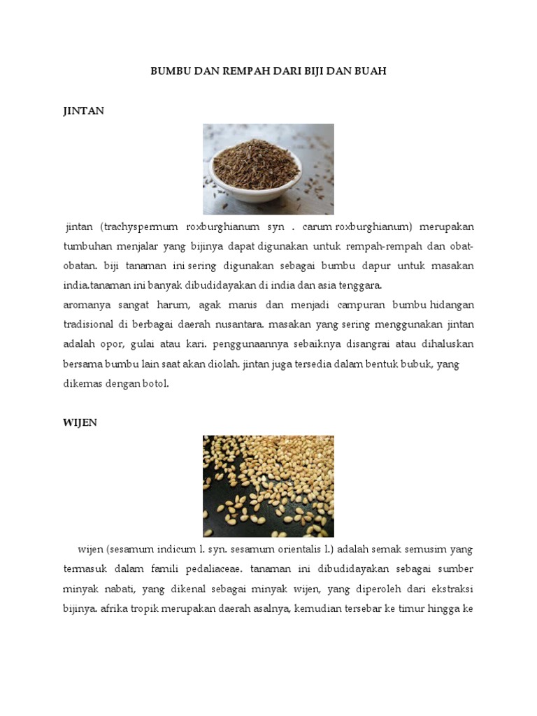 Bumbu Dan Rempah Dari Biji Dan Buah | PDF