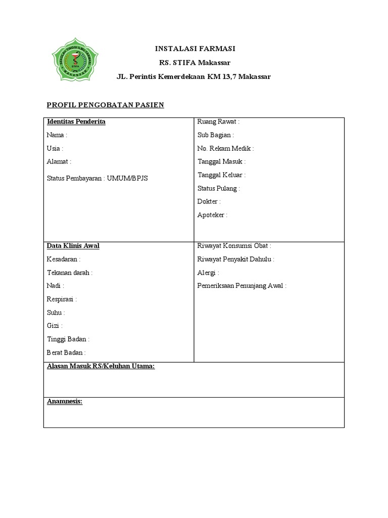 Form Pemantauan Terapi Obat | PDF