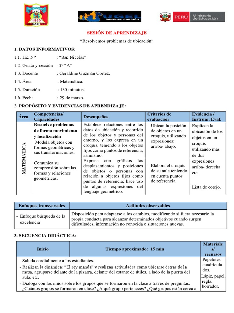 Sesion de Aprendizaje 03 Sem. 2 | PDF | Aprendizaje | Evaluación