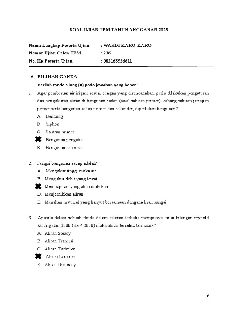 Soal TPM 06 - 236 Wardi Karo Karo | PDF