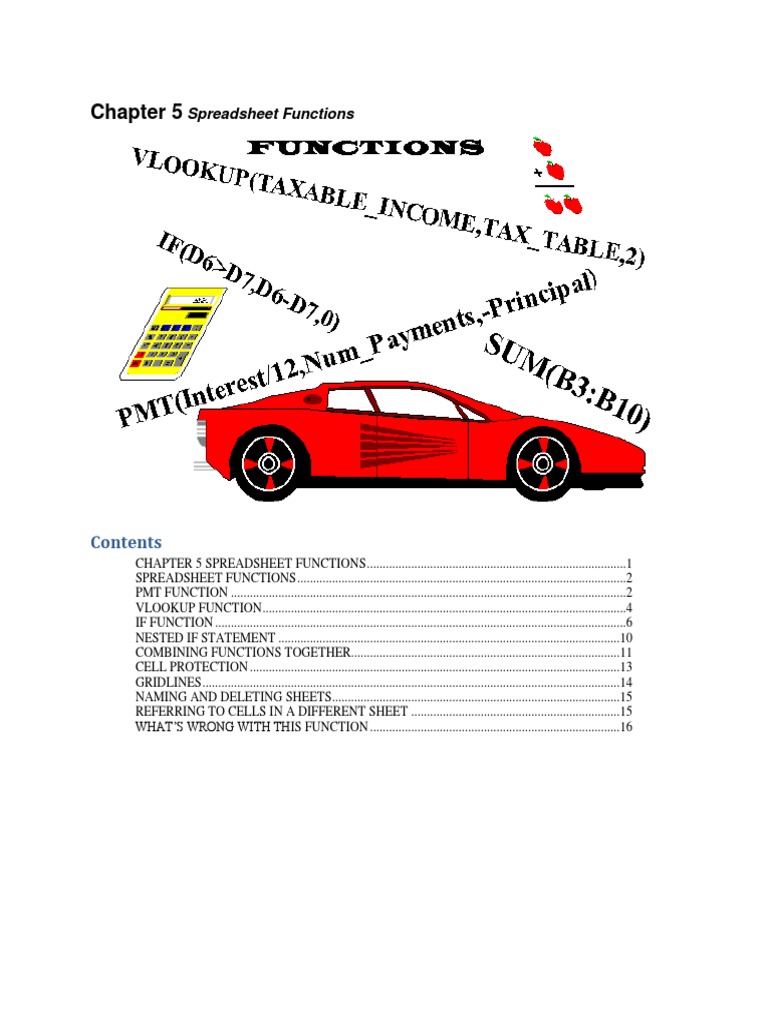 Spreadsheet Functions | PDF