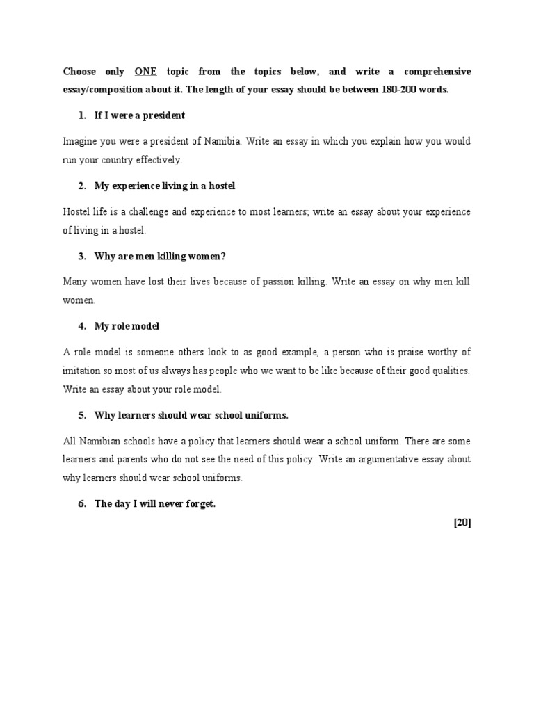Grade 8 Essay Topics for Writing | PDF