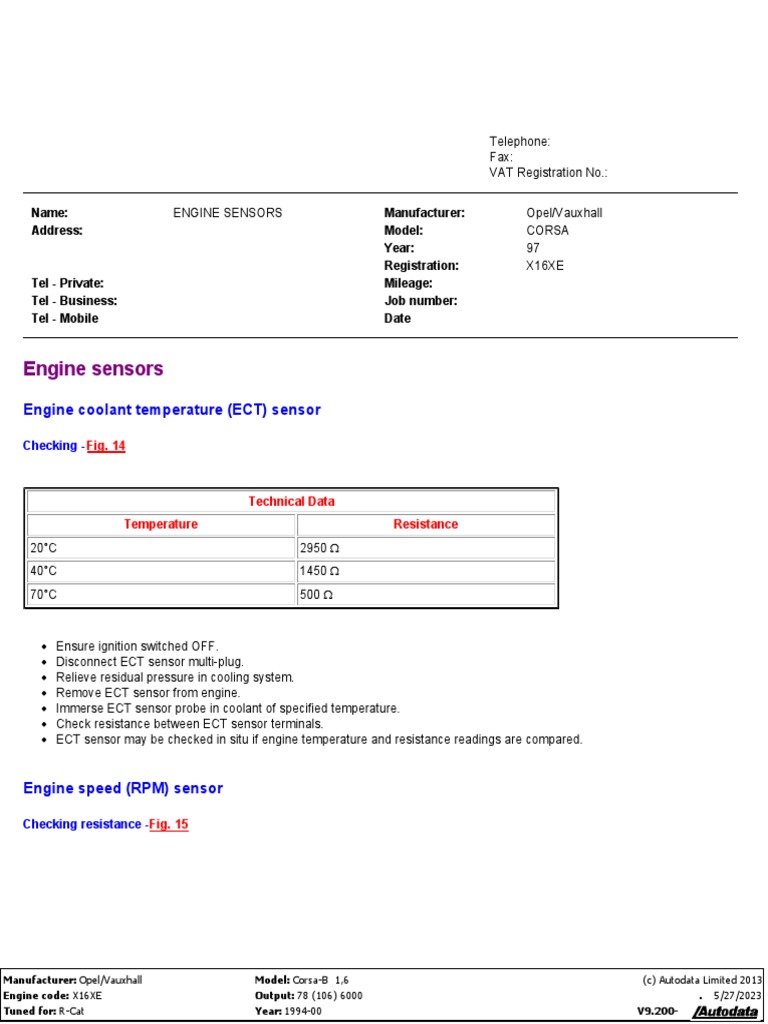 Engine Sensors - Corsa 1.4 97-00 | PDF | Ignition System | Electrical ...