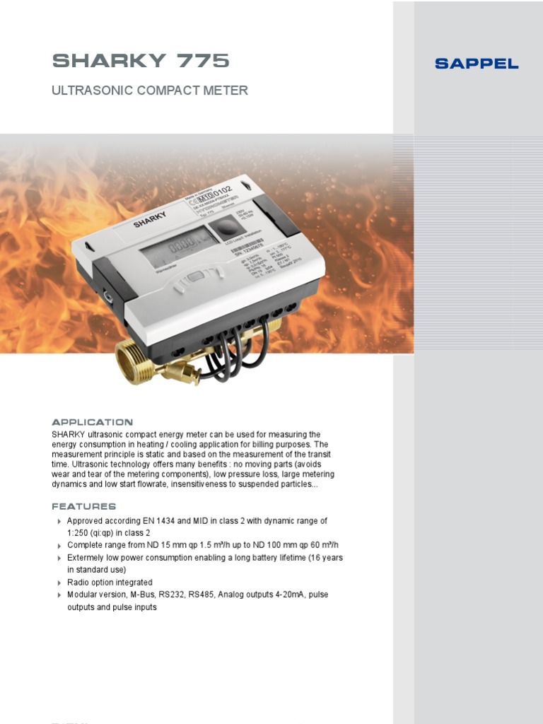 Calorimetres SHARKY 775 Heat Meter | PDF | Flow Measurement | Electronics