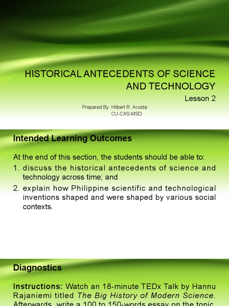 Historical Antecedents of Science and Technology | PDF | Science ...