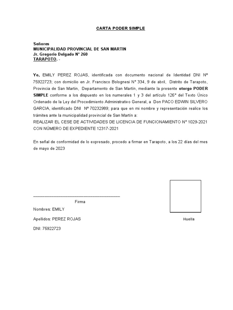 Carta Poder Simple | PDF