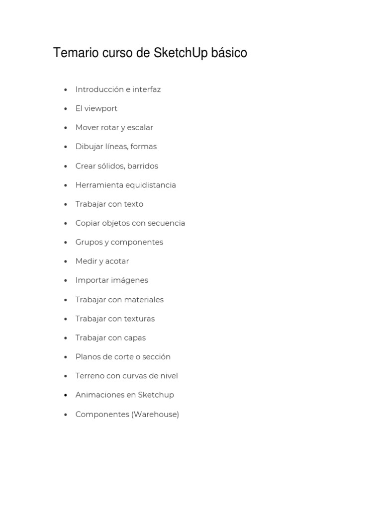 Temario Curso de SketchUp Básico | PDF