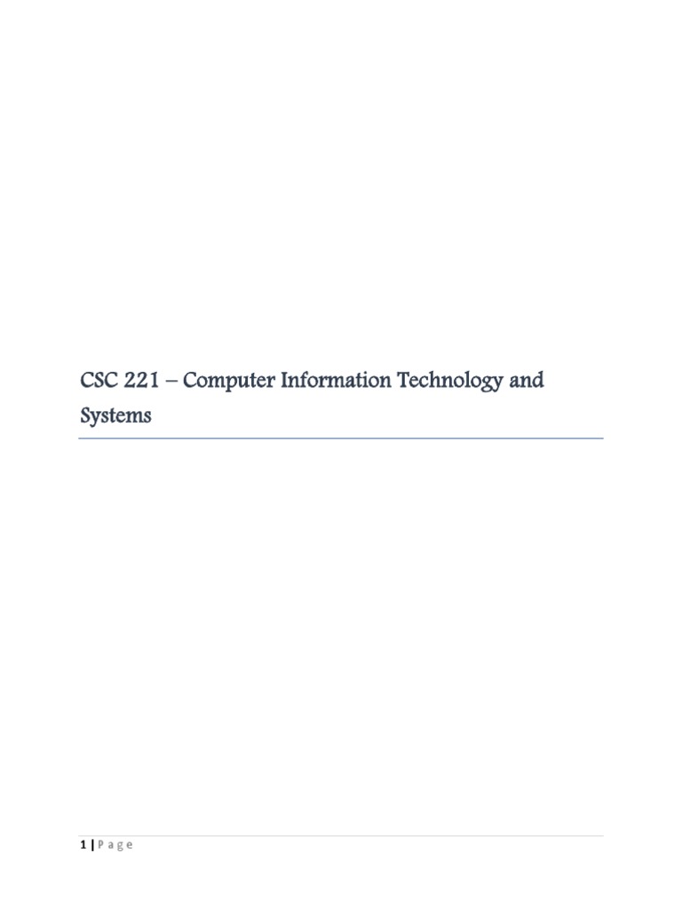 CSC 221 Introduction | PDF CSC 221 Introduction | PDF
