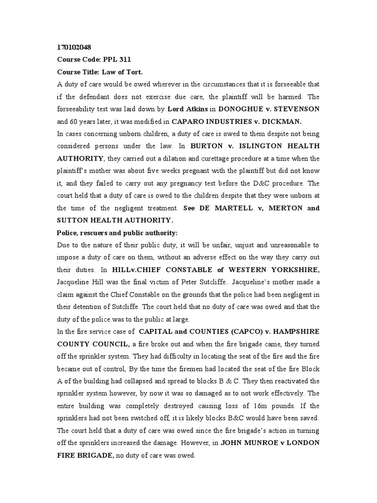 Torts assignment | PDF