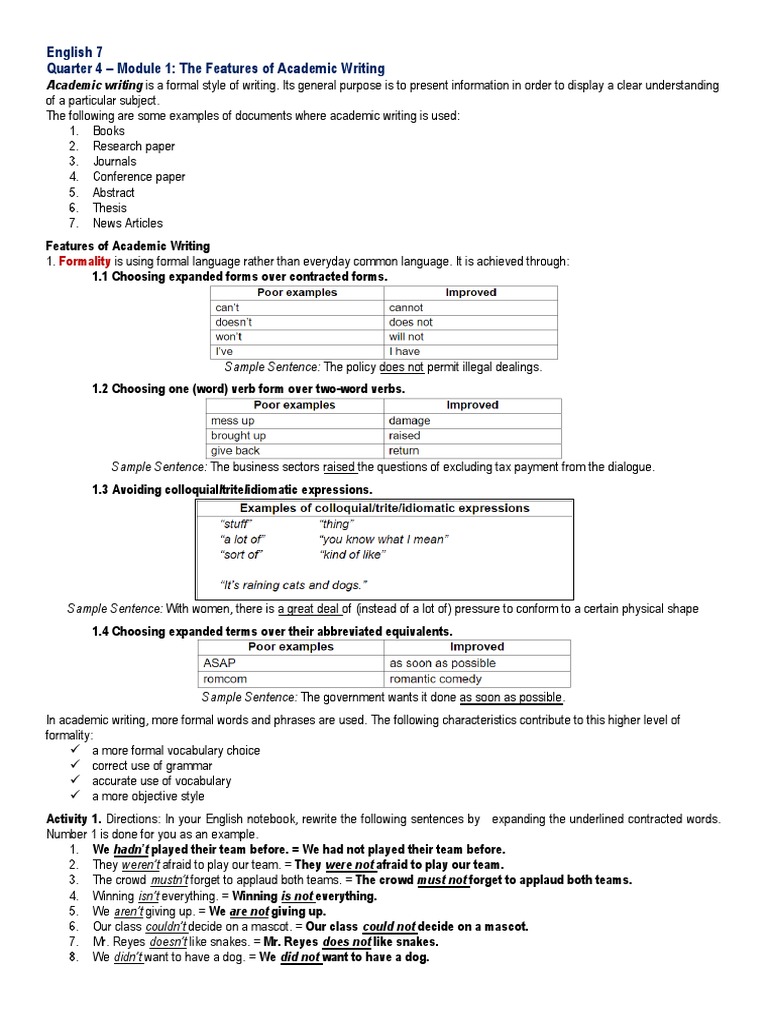 Eng 7 Q4 Module 1 Summary | PDF
