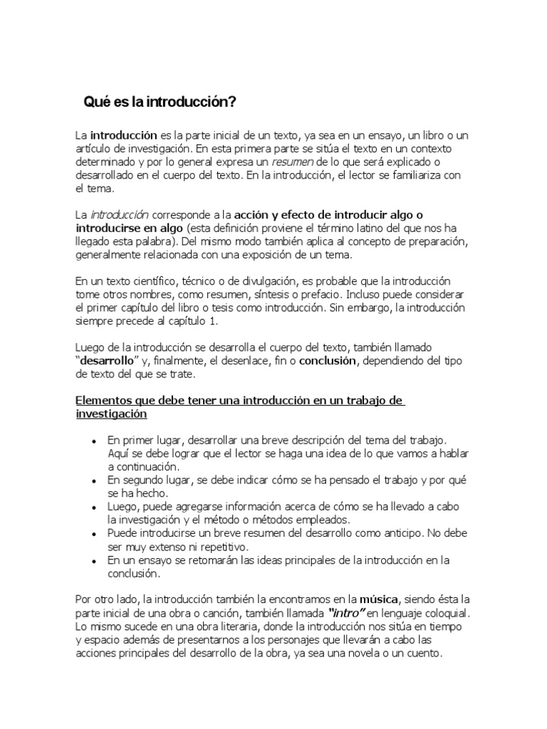 Que Es La Introduccion | PDF | Ensayos | Cognición
