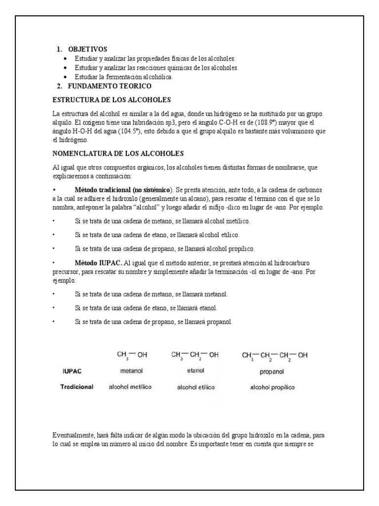 Propiedades y Reacciones de Alcoholes | PDF | Etanol | Química Orgánica