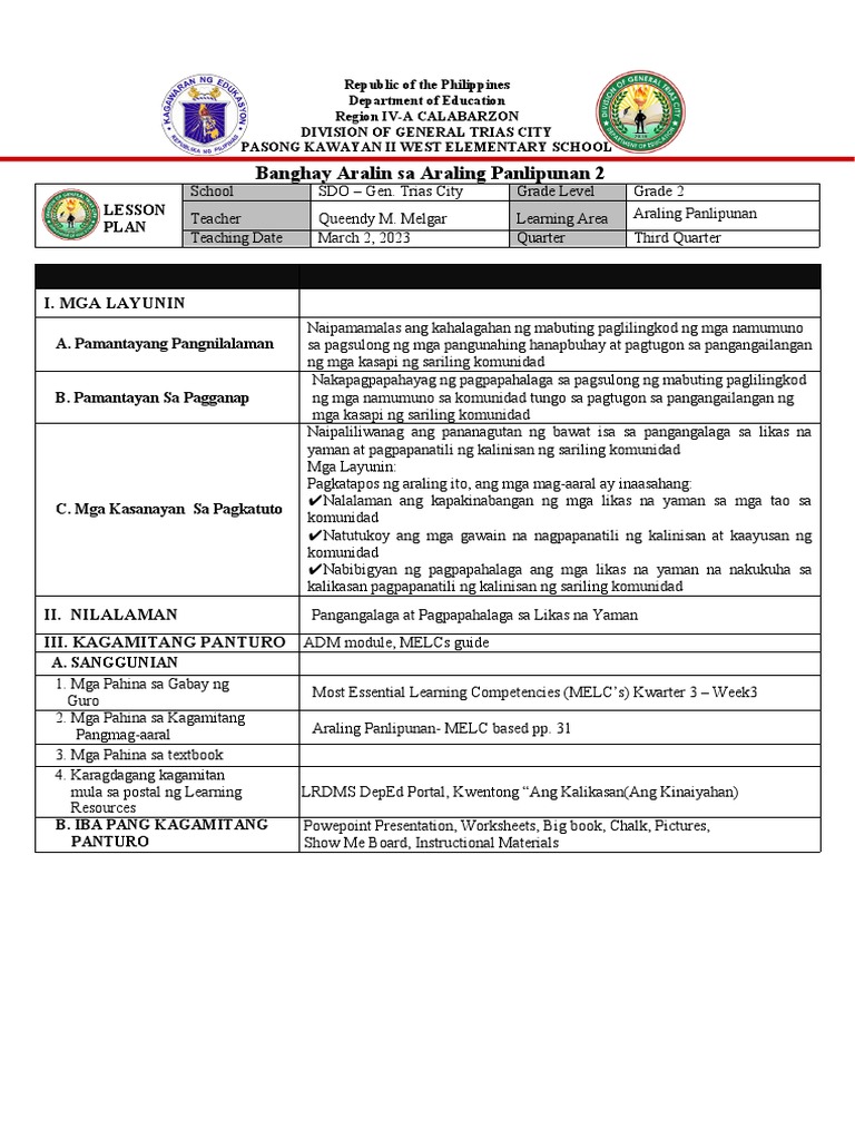 Masusing Banghay Aralin Sa Ap 2 Q3W3 | PDF
