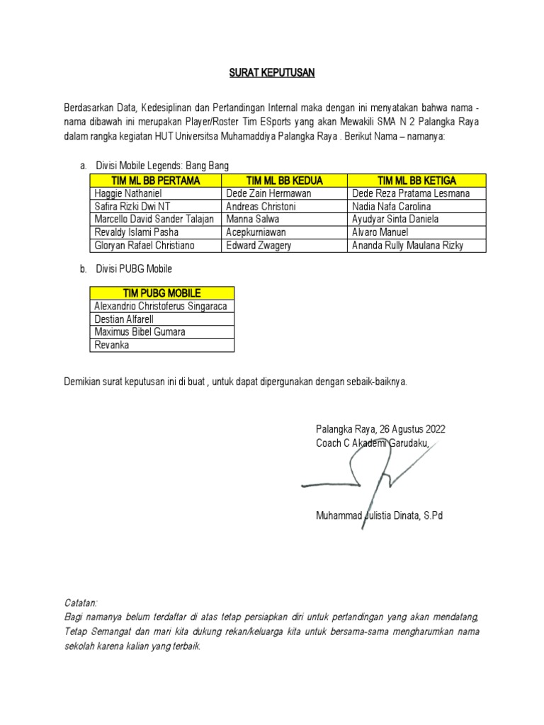 Data Yang Nama Player | PDF