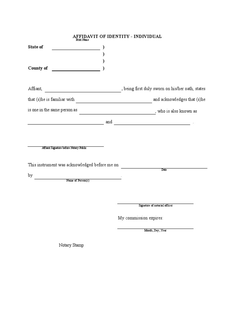 Affidavit of Identity | PDF