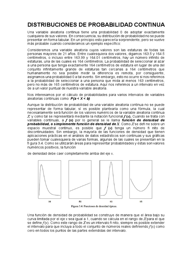 Clase Distribuciones de Probabilidad Continua | PDF | Variable aleatoria | Función de densidad ...