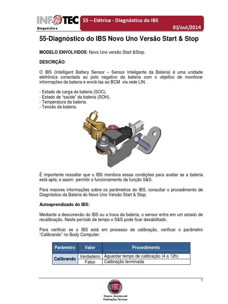 Diagnóstico - IBS Novo Uno Versão Start Stop | PDF | Eletrônicos | Rede elétrica