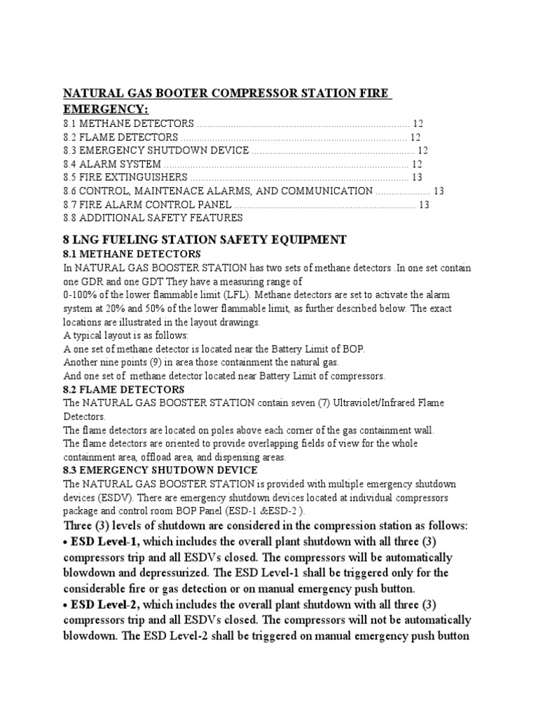 Natural Gas Booter Compressor Station Safety Equipment | PDF | Liquefied Natural Gas | Emergency