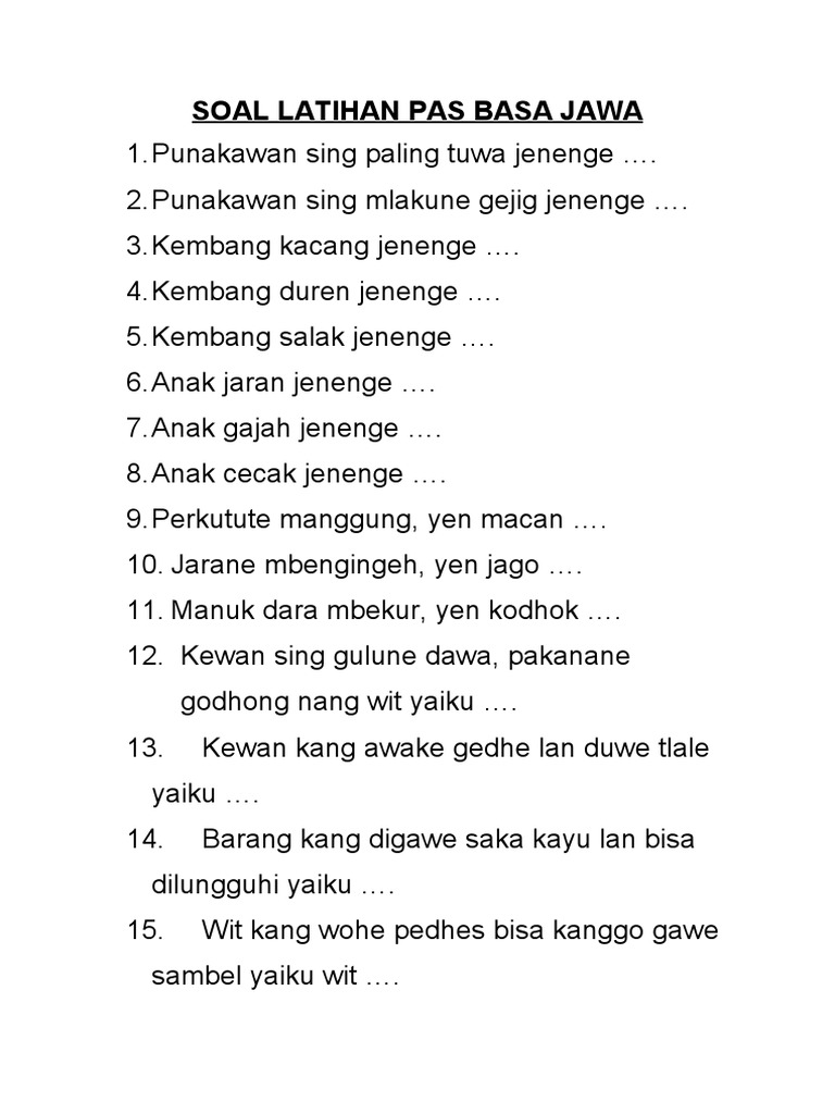 Latihan Soal Pas Basa Jawa | PDF