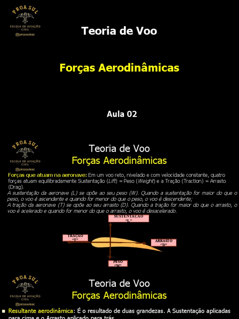 Forças Aerodinâmicas e Sustentação | PDF | Sustentação (aerodinâmica) | Voo