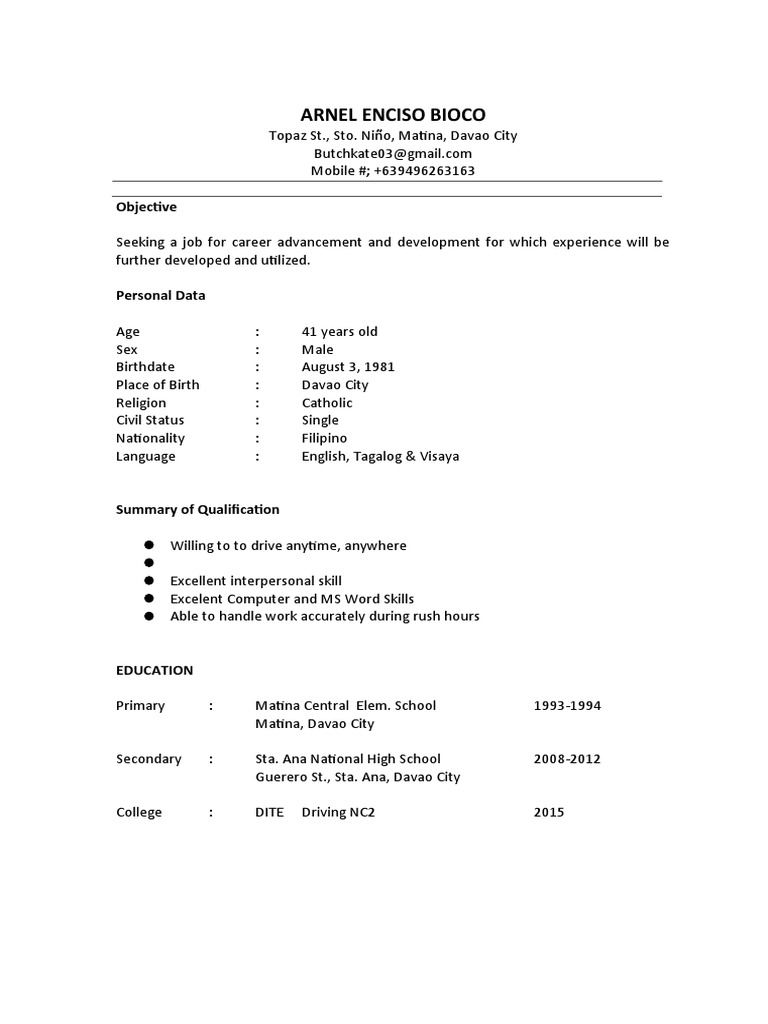 Arnel Enciso Bioco | PDF