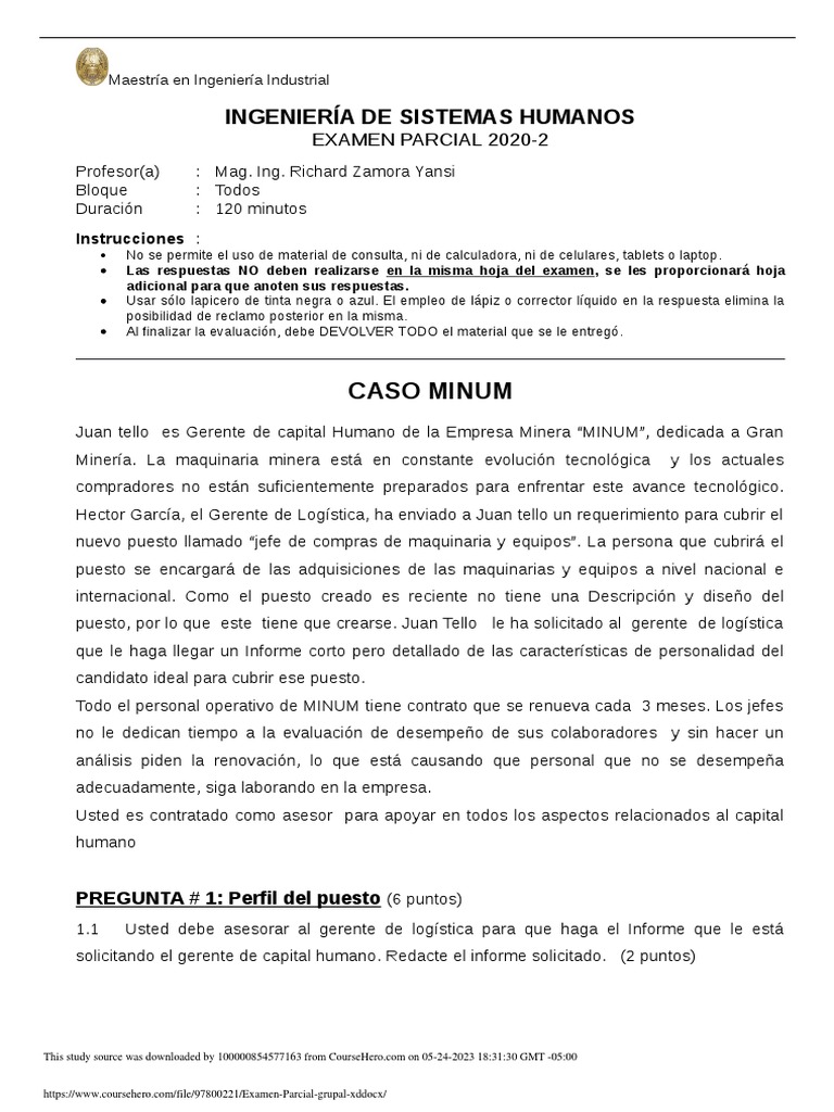 Examen Parcial Grupal XD | PDF