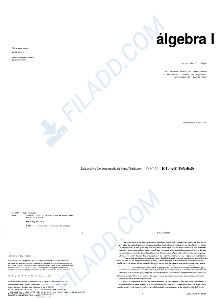 Libro de Algebra I Armando Rojo | PDF