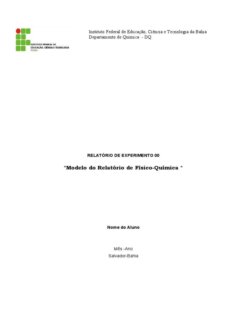 Modelo de Relatorio-IFBA | PDF | Métodos e Materiais de Ensino