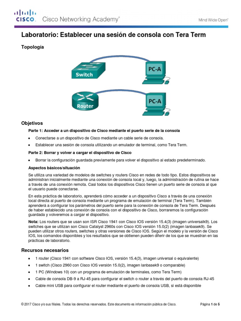 8.2.2.6 Lab - Establish A Console Session With Tera Term 1 Parte 3 Cap 8 | PDF | Interfaz de ...