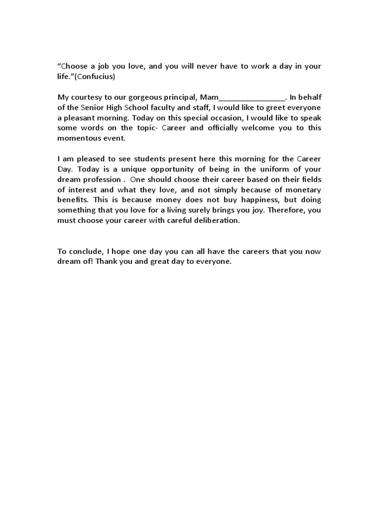 Beng Speech Career Day1 | PDF