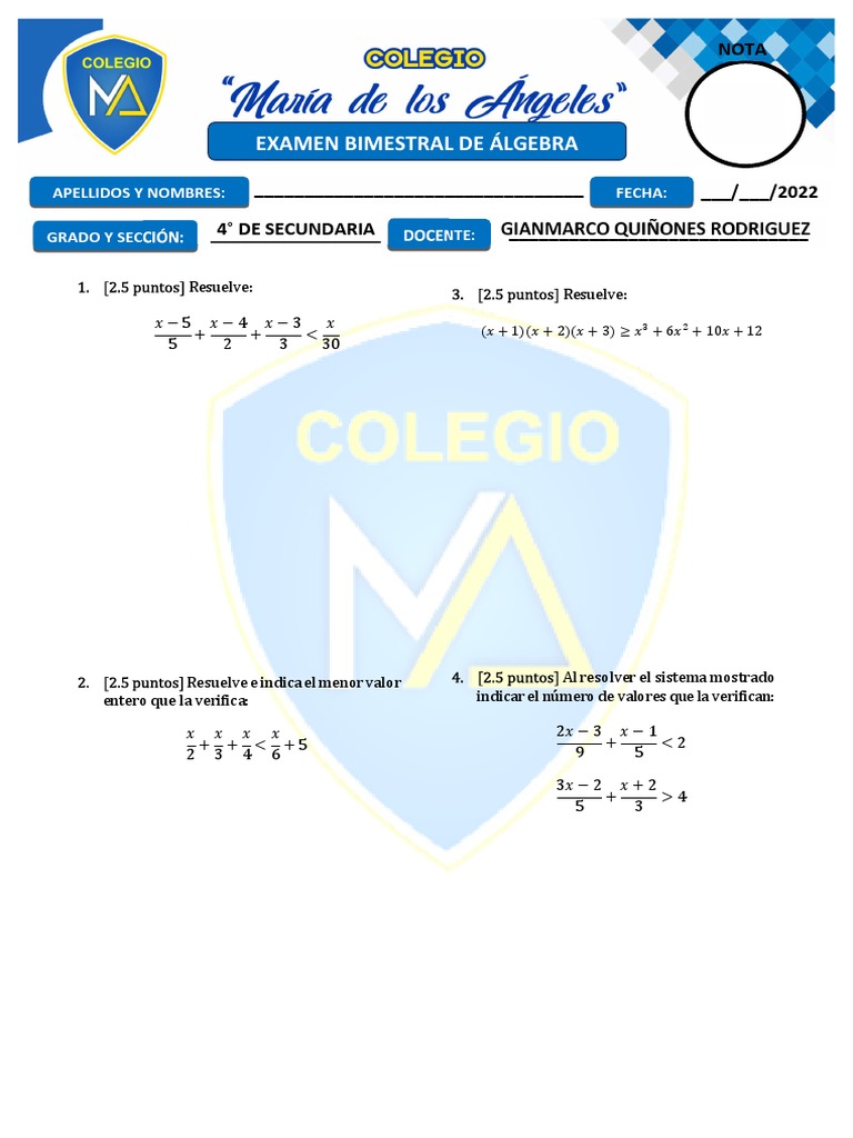 Álgebra 4° | PDF