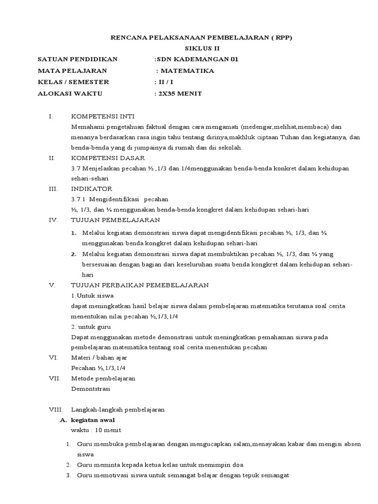 RPP Siklus 2.PKP | PDF