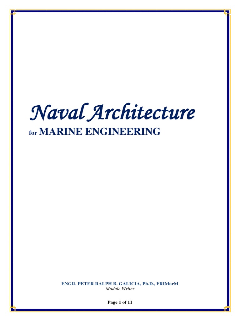 Module in Naval Architecture For Marine Engineering Chapter 1 1 ...