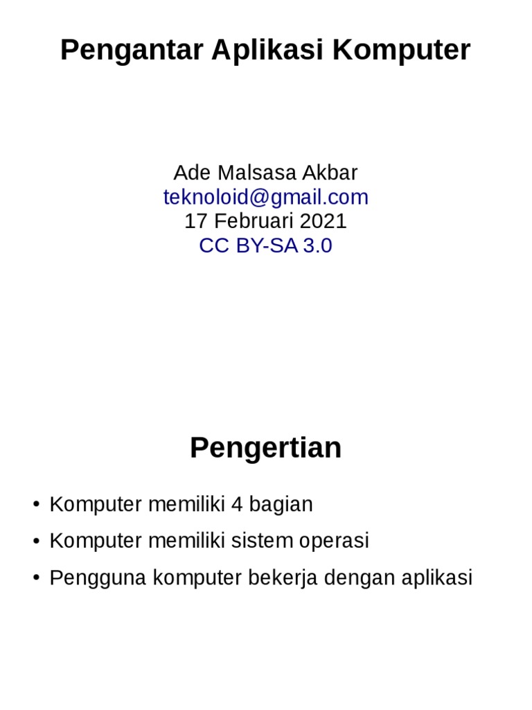 Pengantar Aplikasi Komputer | PDF