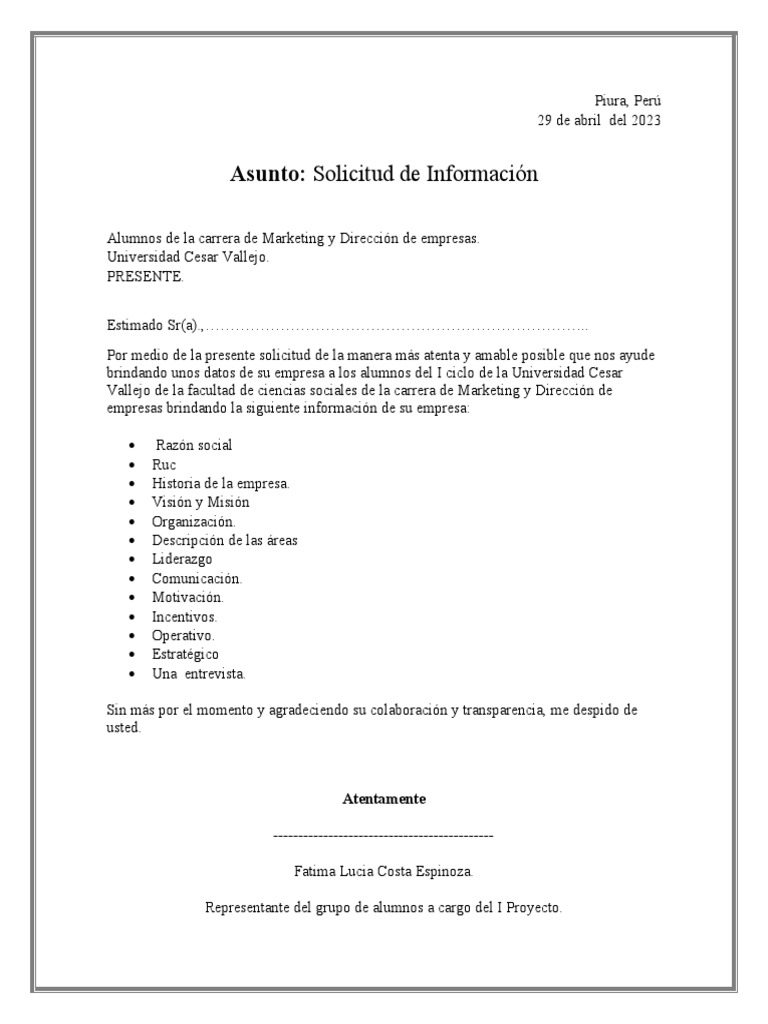 Solicitud de Informacion | PDF