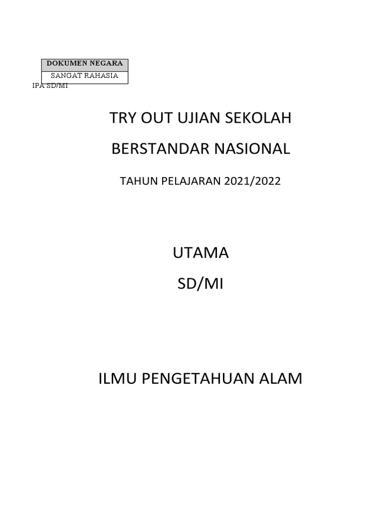 Soal Us Ipa 2022 | PDF