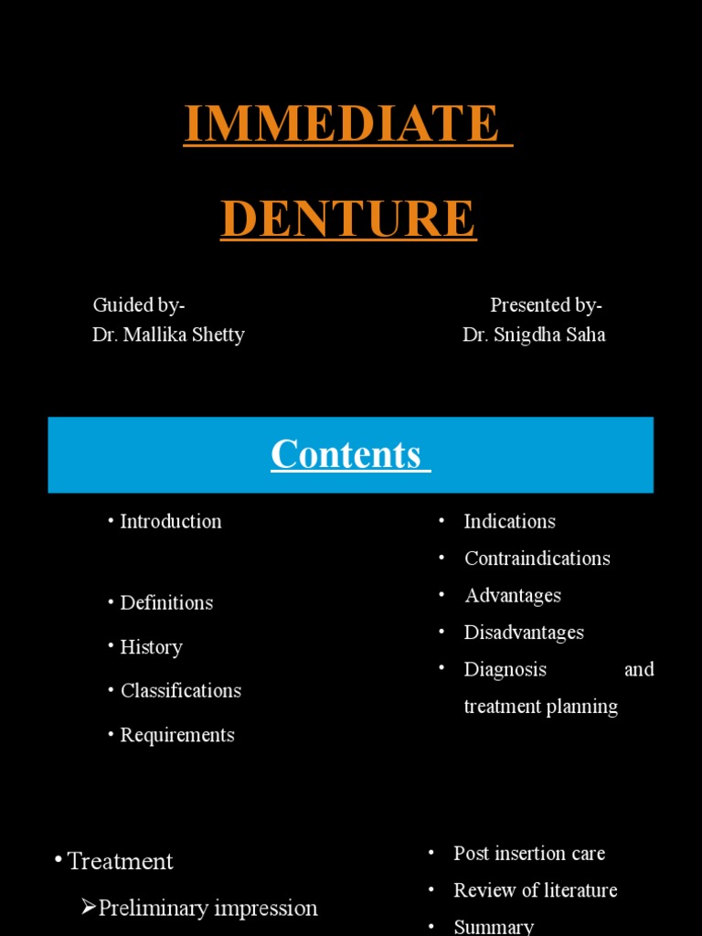 Immediate Complete Denture | PDF | Dentures | Dental Implant