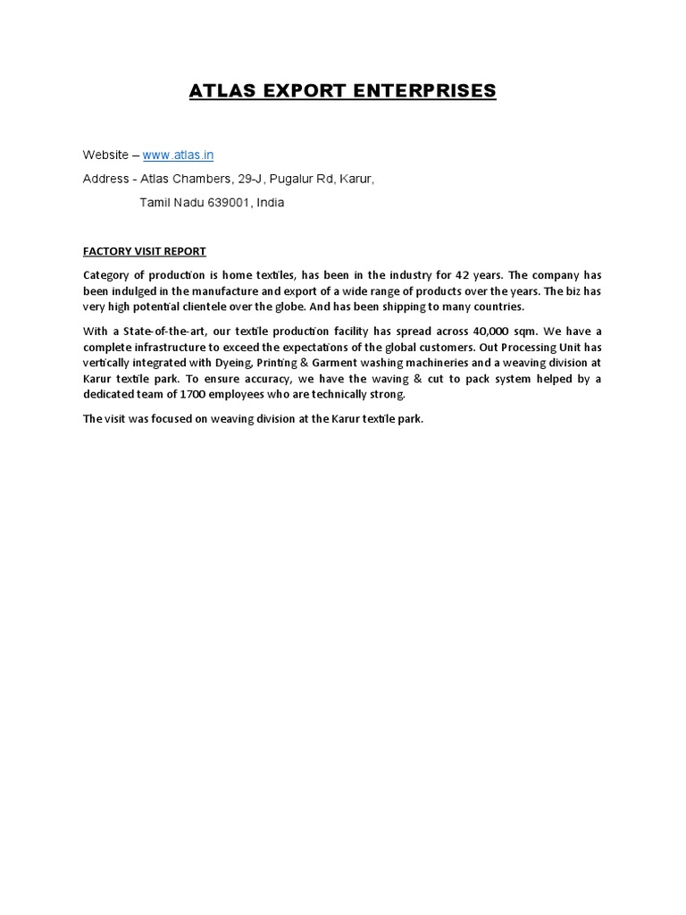 Atlas Export Enterprises Overview | PDF