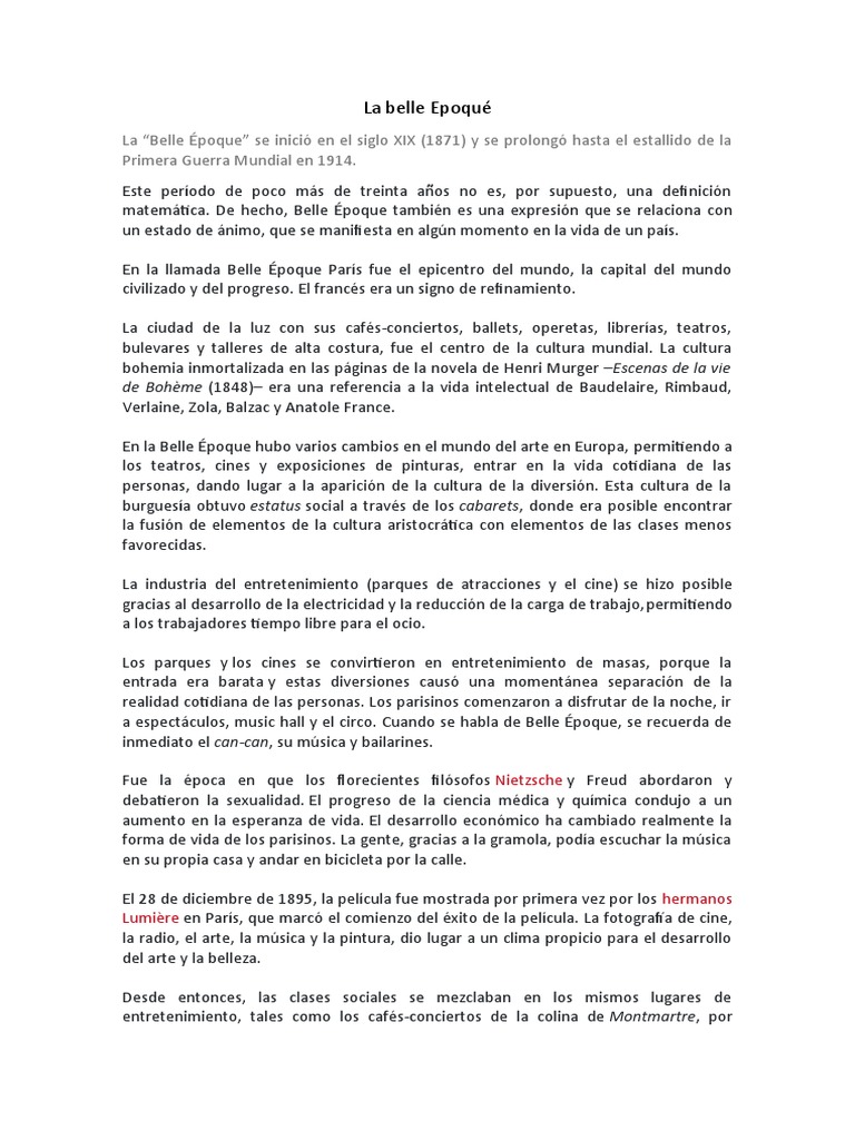 La Belle Epoqué | PDF